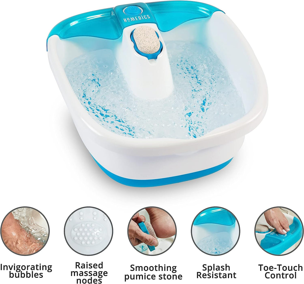 Homedics Bubble Mate Foot Spa, Toe Touch Controlled Foot Bath with Inv ...